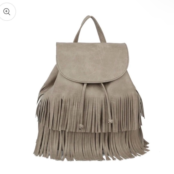 Metro Muse | Bags | Tan Fringe Drawstring Convertible Vegan Leather ...